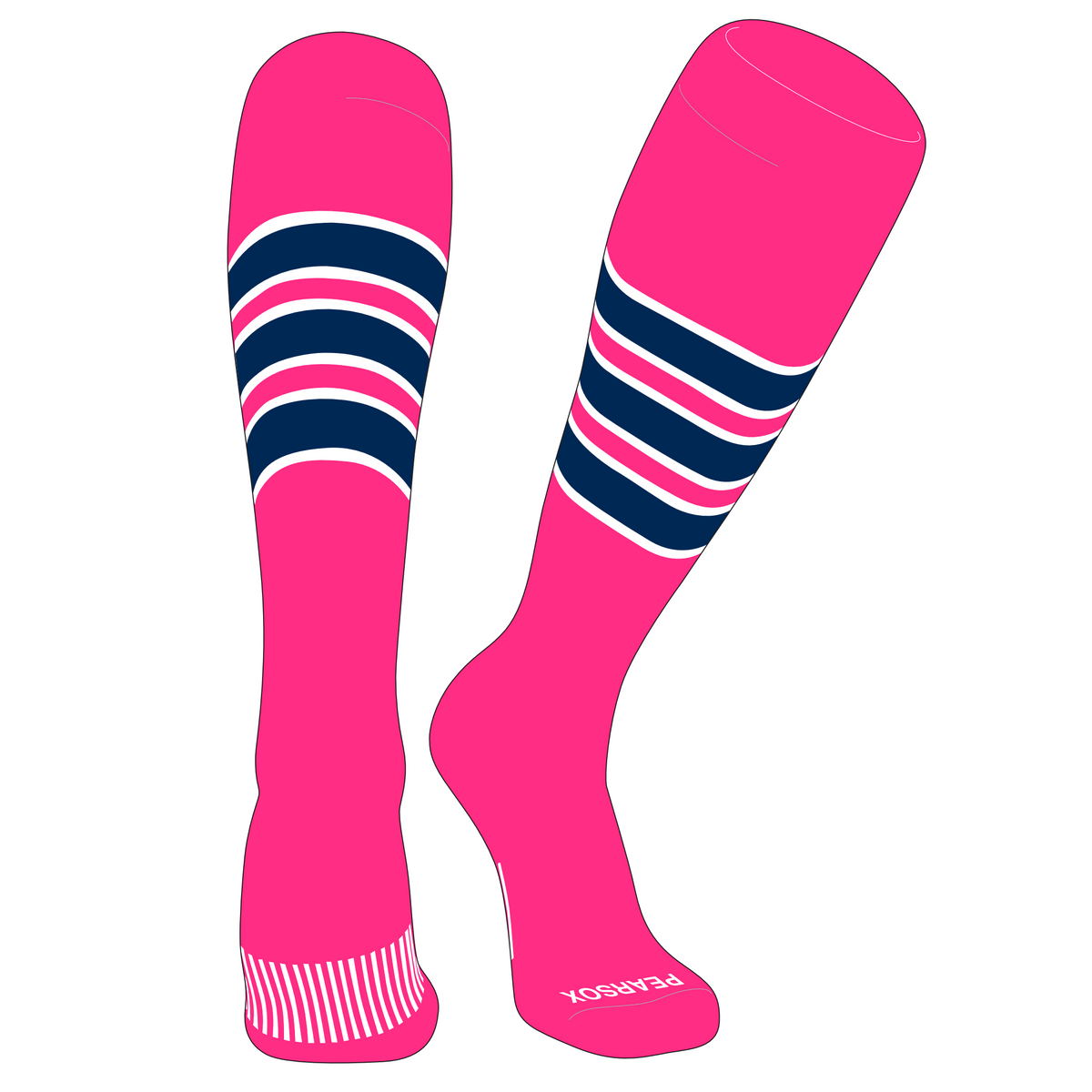 Pear Sox Striped Otc Baseball Softball Football Socks C Hot Pink Mk Socks
