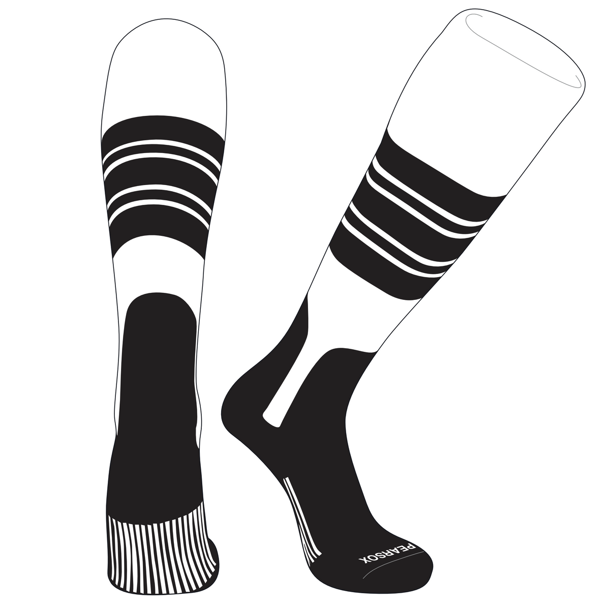 PEAR SOX OTC Baseball Softball Stirrup Socks (E, 7in) White, Black, Bl ...