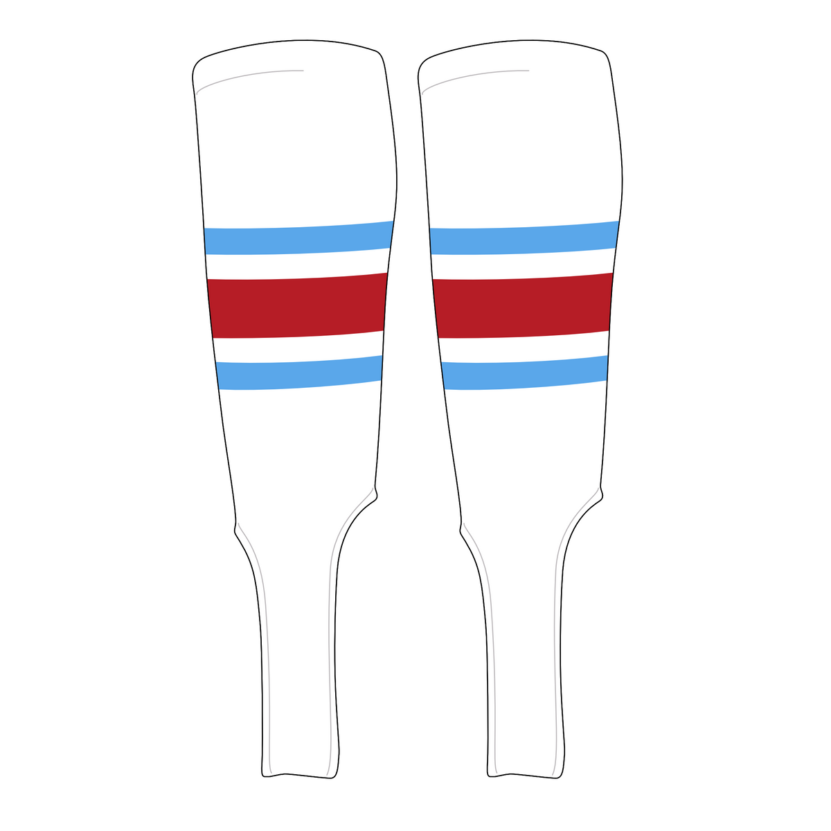 MK Socks Traditional Baseball Stirrups Pattern B-7 White, Sky Blue, Re ...