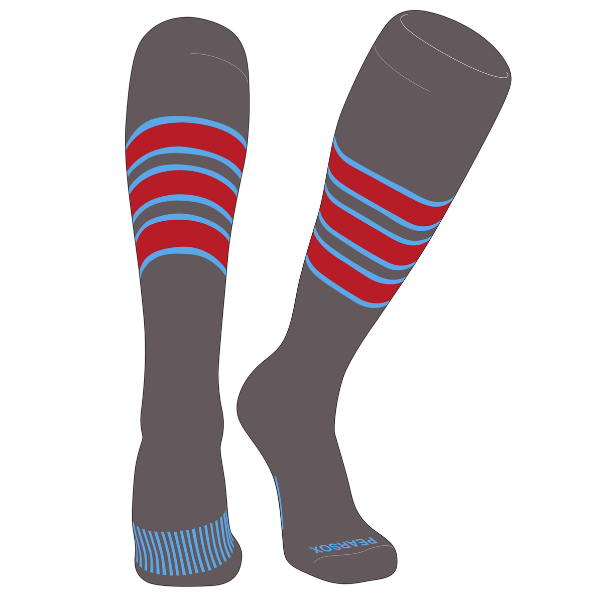 PEAR SOX Striped OTC Baseball, Softball, Football Socks (C) Graphite ...