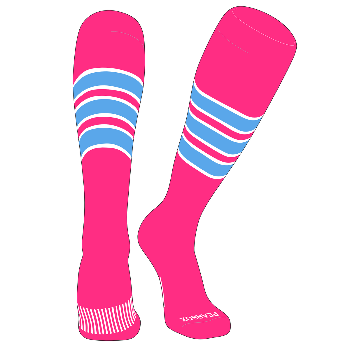 PEAR SOX Striped OTC Baseball, Softball, Football Socks (C) Hot Pink ...