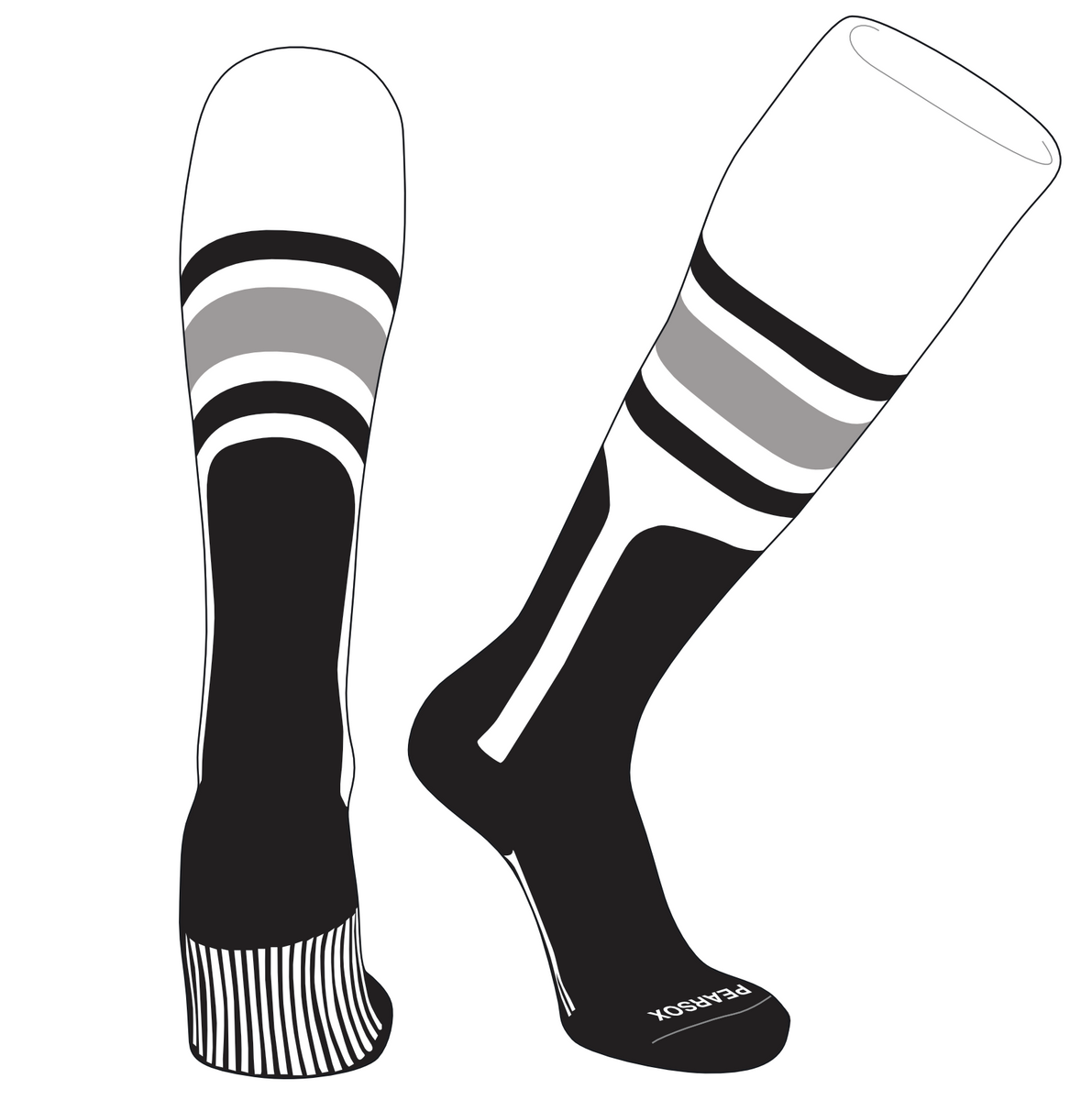 PEAR SOX OTC Baseball Softball Stirrup Socks (B, 9in) White, Black, Si ...