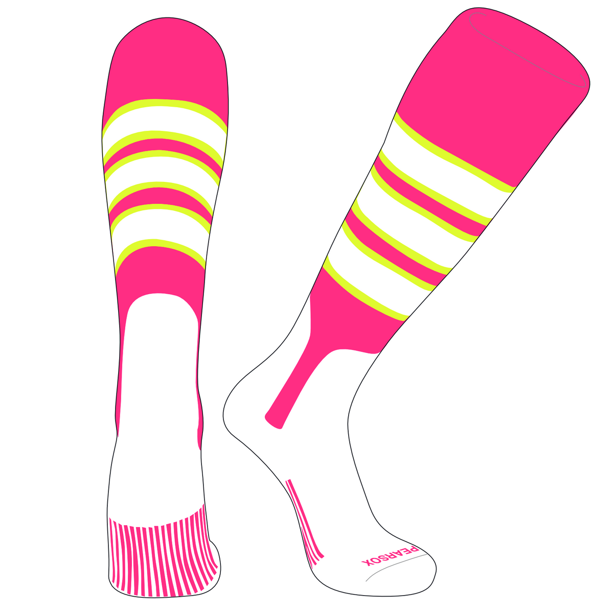 PEAR SOX OTC Baseball Softball Stirrup Socks (C, 7in) Hot Pink, NEON Y ...