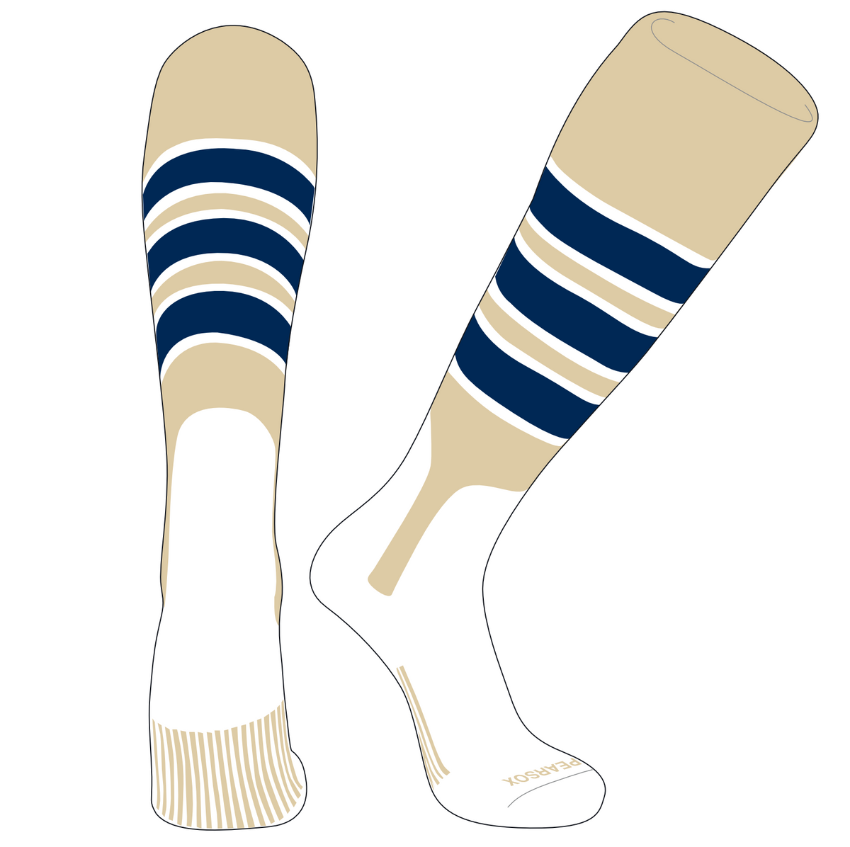 PEAR SOX OTC Baseball Softball Stirrup Socks (C, 7in) Tan, White, Navy ...