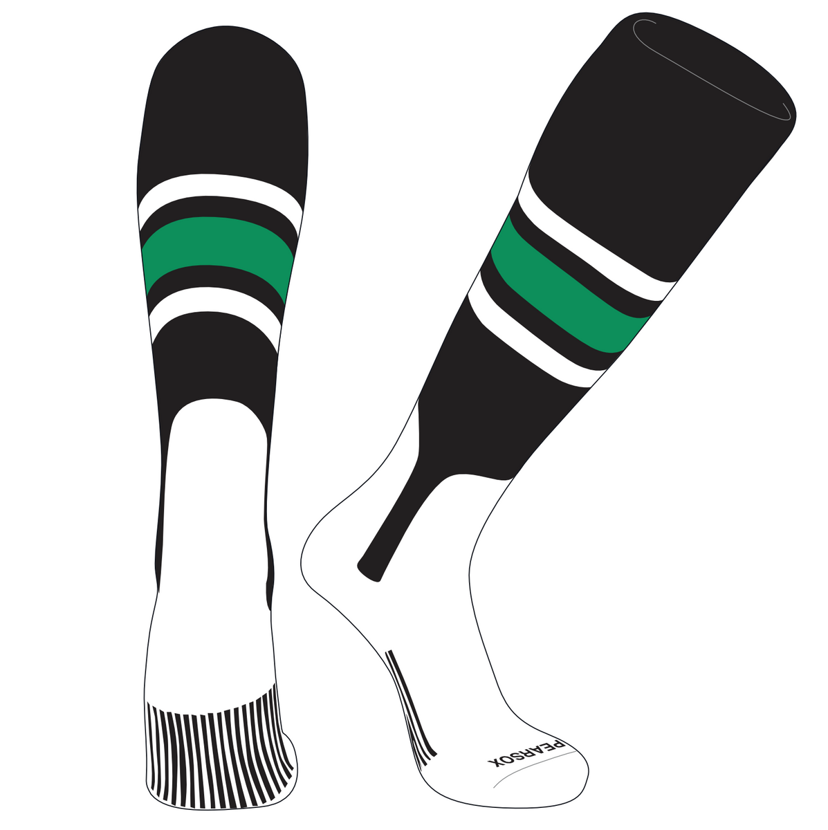 PEAR SOX OTC Baseball Softball Stirrup Socks (B, 7in) Black, White, Ke ...