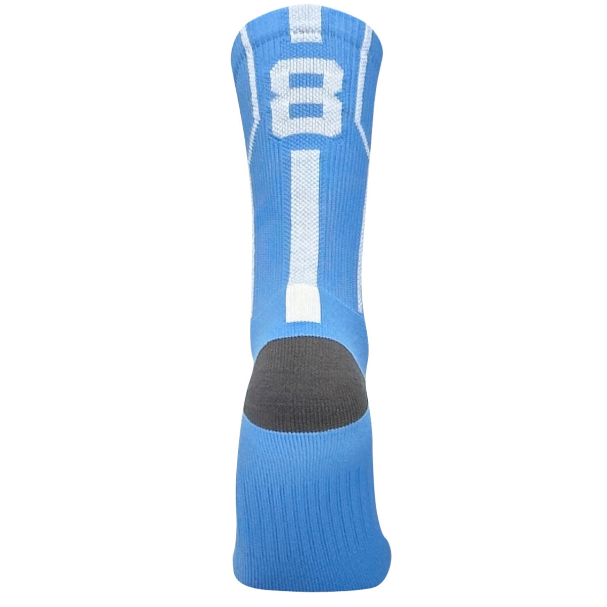 Mk Socks Player ID Jersey Number SINGLE Crew Sock - Columbia Blue, Whi