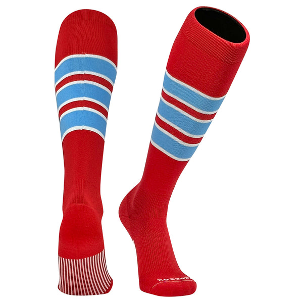 PEAR SOX Striped OTC Baseball, Softball, Football Socks - Scarlet Red ...
