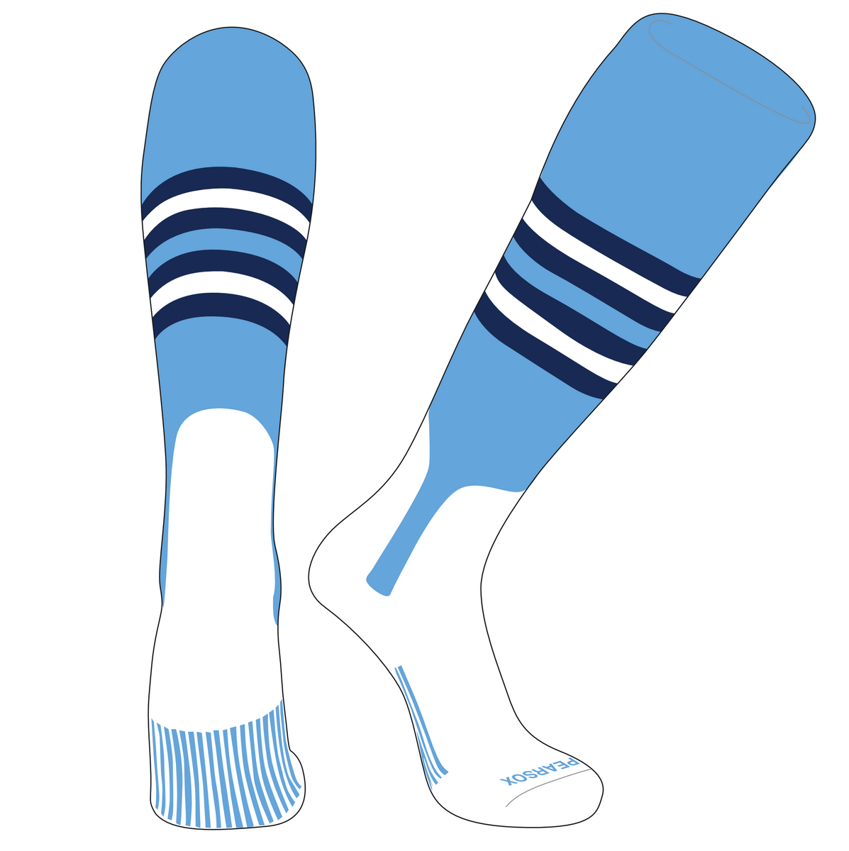 PEAR SOX OTC Baseball Softball Stirrup Socks (F, 7in) Sky Blue, Navy ...